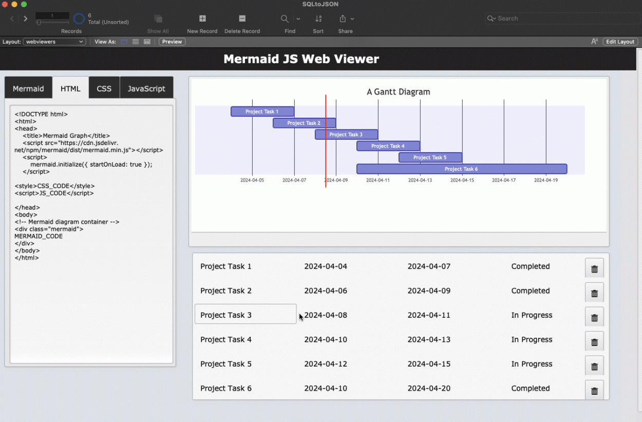 Building a Mermaid.js Gantt Chart in a Filemaker Web Viewer | Appsmith Community Portal